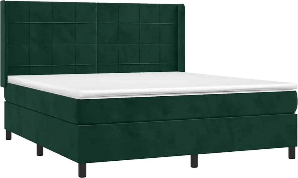 Box spring postel s matrací tmavě zelená 180x200 cm samet 3132696