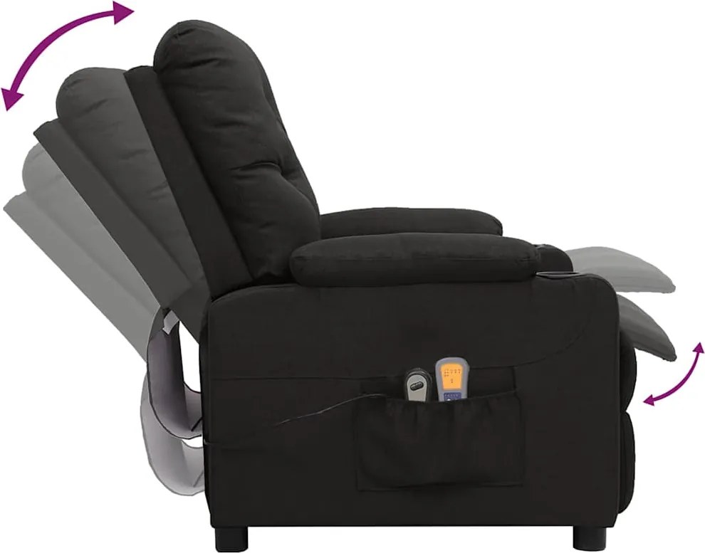 Elektrické masážní křeslo černé textil 3098853