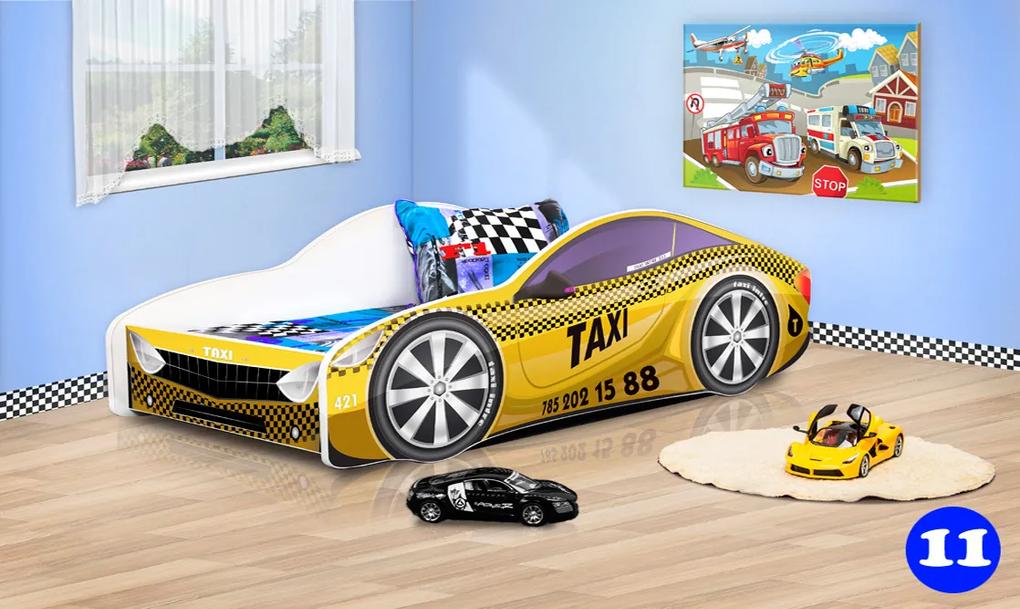 Svět pokojů Dětská auto postel žluté taxi 11 + matrace zdarma Rozměr: 160x80 cm (+300 Kč)