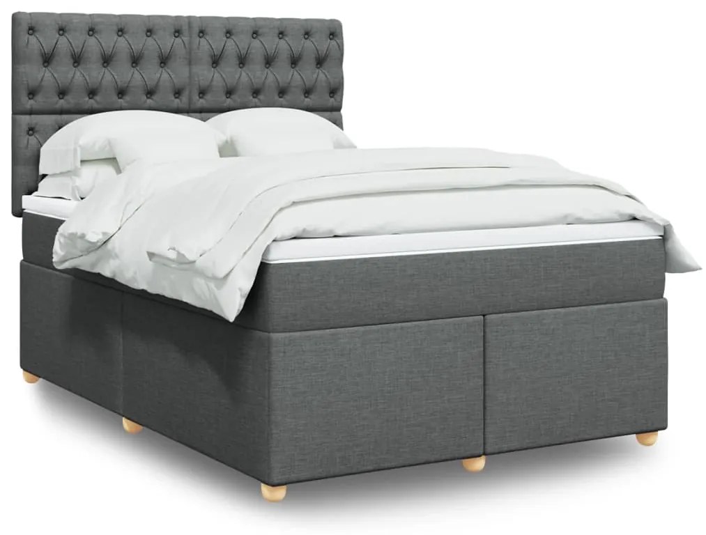 Box spring postel s matrací tmavě šedá 140x200 cm textil 3291311