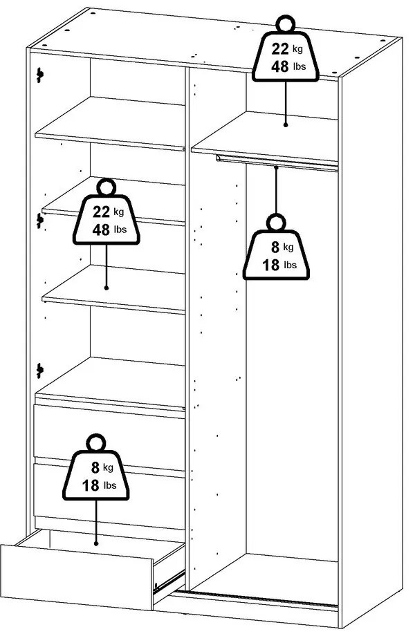 Šatní skříň v dekoru dubu s posuvnými dveřmi v přírodní barvě 119x200x60 cm Naia – Tvilum