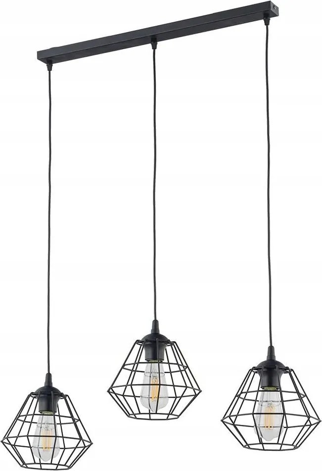 Černé geometrické trojité závěsné svítidlo drátěnka Diamond 6203 Tk Lighting
