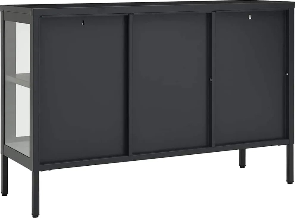 Příborník antracitový 105 x 35 x 70 cm ocel a sklo 336069