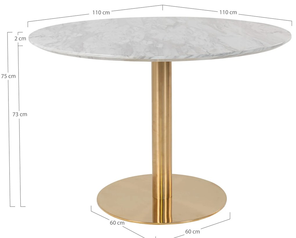 House Nordic Kulatý jídelní stůl BOLZANO zlatý 110cm