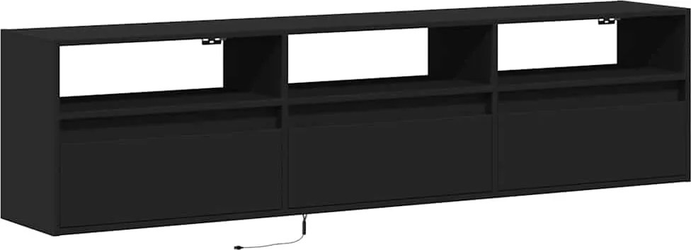 Nástěnná TV skříňka s LED svítidlem černá 180 x 31 x 45 cm 3307941