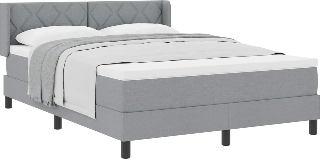 Postel s boxspringem s čelo Světle šedá 200 x 140 cm textil 3341167