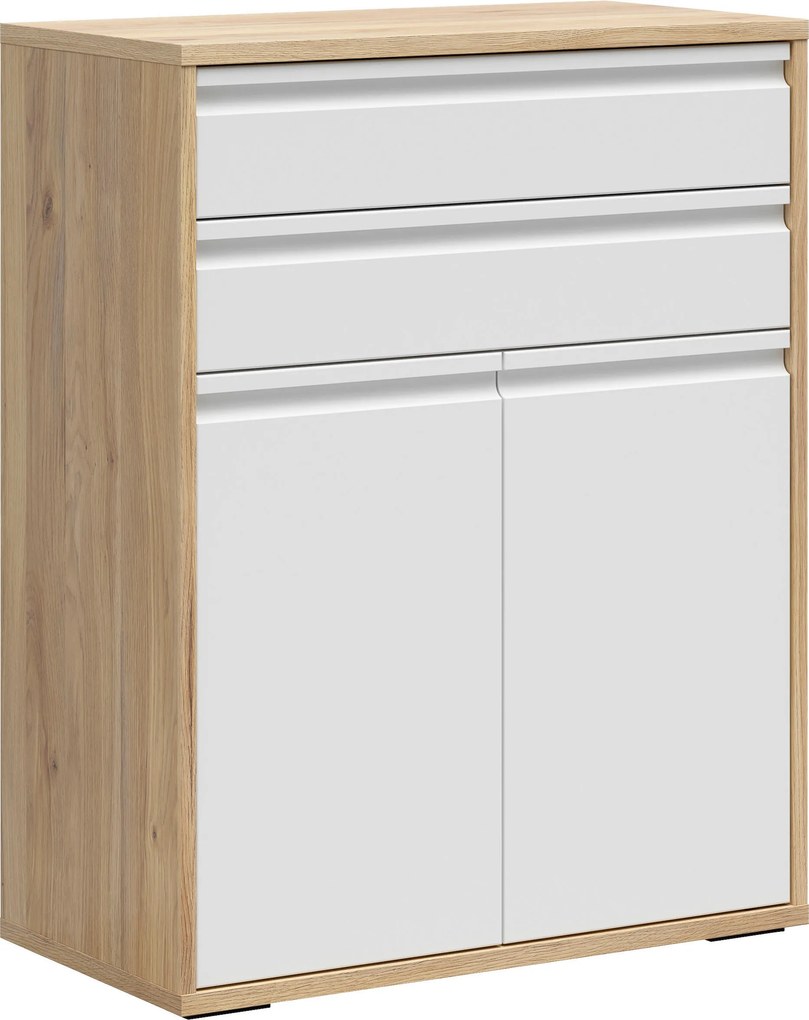 XXXLutz KOMODA, bílá, barvy dubu, 80/100/41 cm Carryhome - Šuplíkové komody - 002427031608