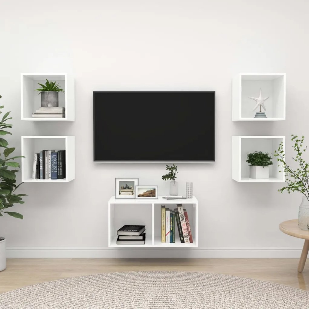 5dílný set TV skříněk bílý dřevotříska 3079601