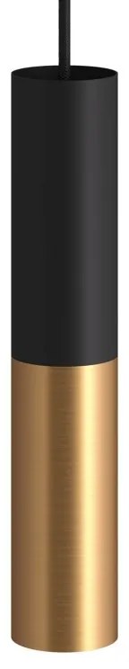 creative cables Tub-e14, bodový dvojitý kovový válec - stínidlo s objímkou E14 a s kroužky pro stínidlo Barva komponentu: Matná bílá-matná bronz