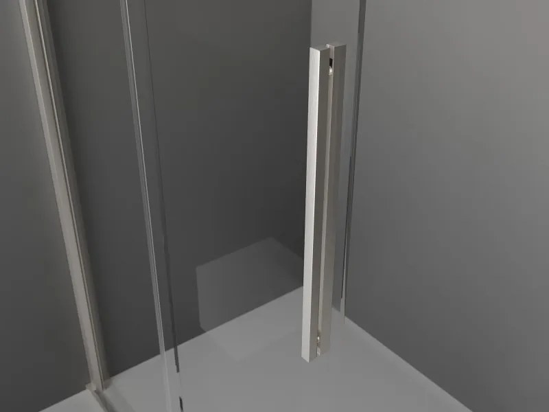 Mexen Velar, sprchová zástěna s posuvnými dveřmi Walk-in 150 x 200 cm, 8mm šedé sklo, broušená ocel, 871-150-000-43-97
