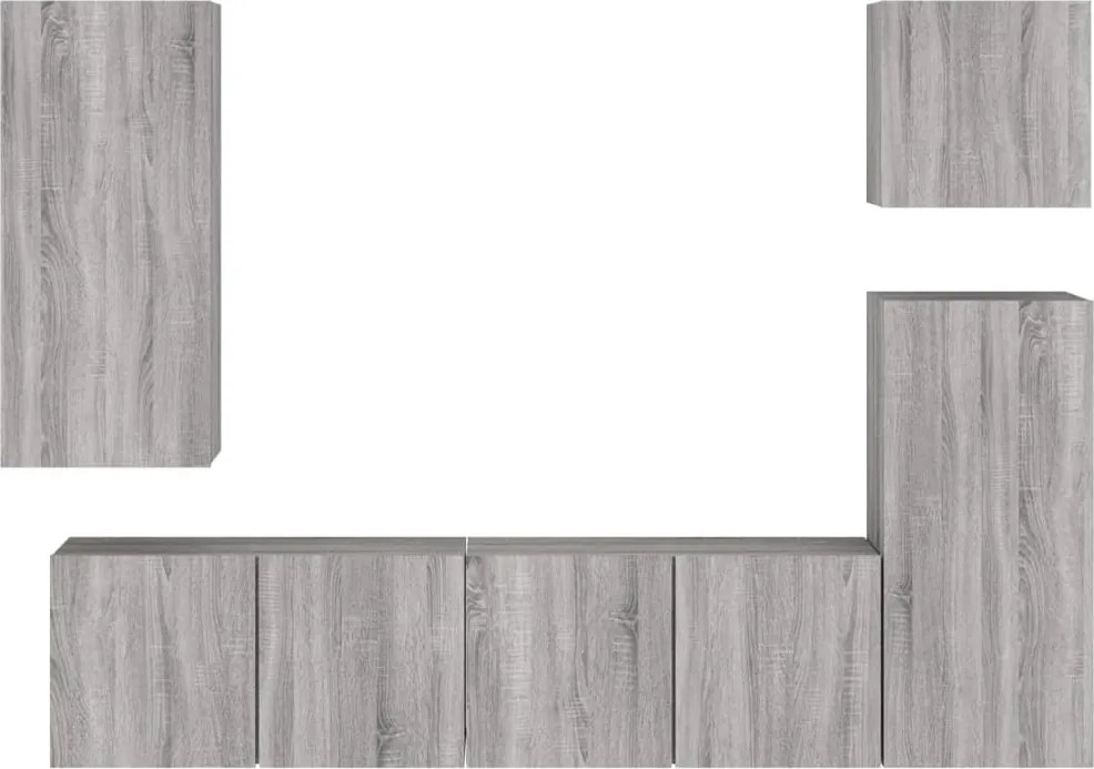 vidaXL 5dílná obývací stěna kompozitní dřevo [3216451] Barva: Černá