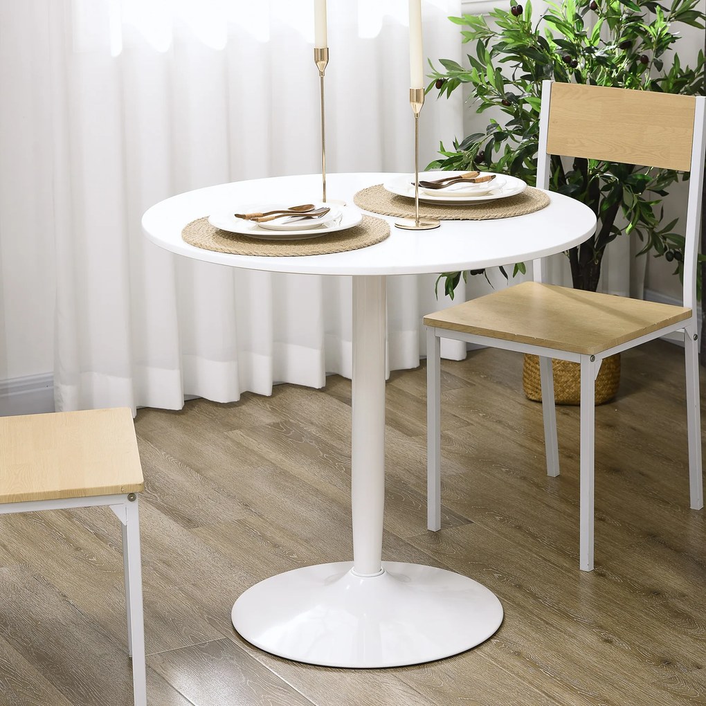 HOMCOM Jídelní stůl, Kulatý kuchyňský stůl, Moderní jídelní stůl pro 2 osoby, Barový stůl, Sloupový stůl s ocelovou nohou, Protiskluzová podnož, Konf…