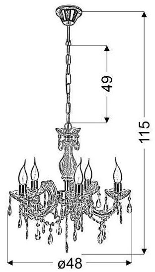 Lustr na řetězu MARIA TERESA 5xE14/40W/230V