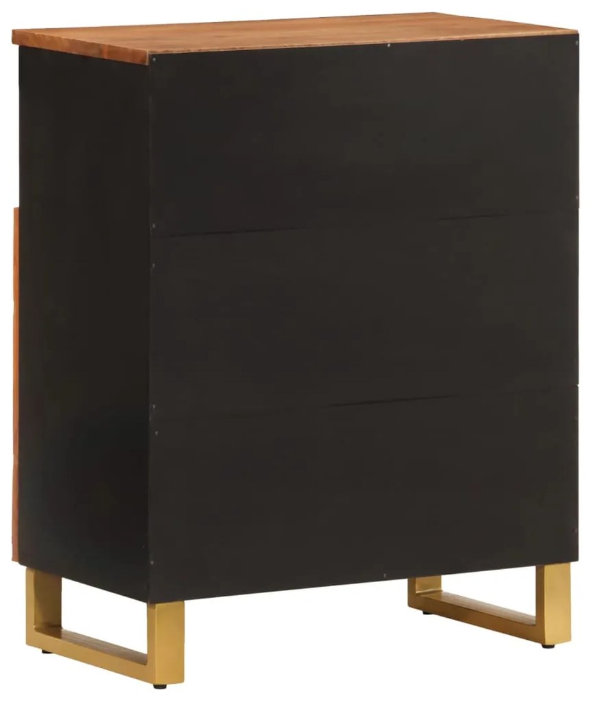 Odkládací skříňka hnědá a černá 60x33,5x75 cm masivní mangovník - Default Title