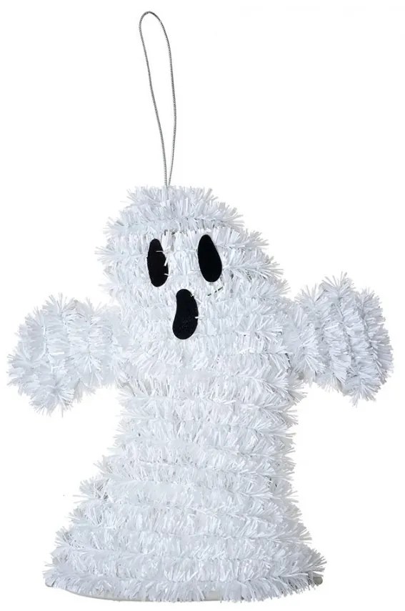 Bílá plastová závěsná dekorace duch na Halloween - 15*3*16 cm
