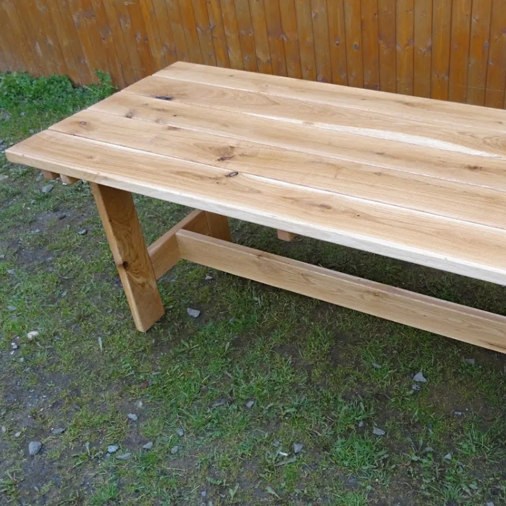 KULHÁNEK Přírodní stůl dubový Odstín nátěru: individuální, Velikost desky: 190x80 cm
