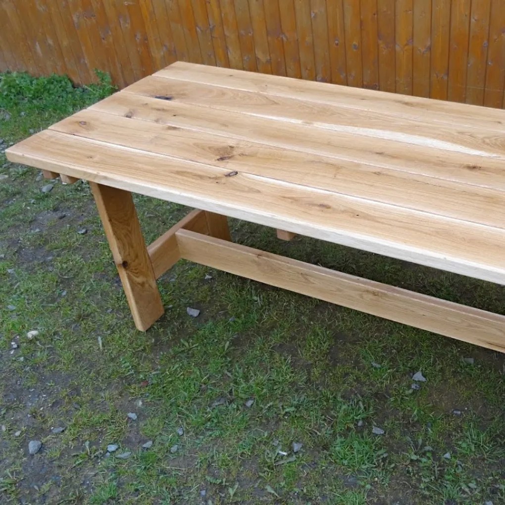 KULHÁNEK Přírodní stůl dubový Odstín nátěru: lazura - teak, Velikost desky: 150x80 cm