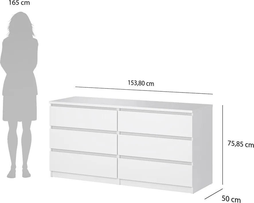 Bílá komoda 154x76x50 cm Naia – Tvilum