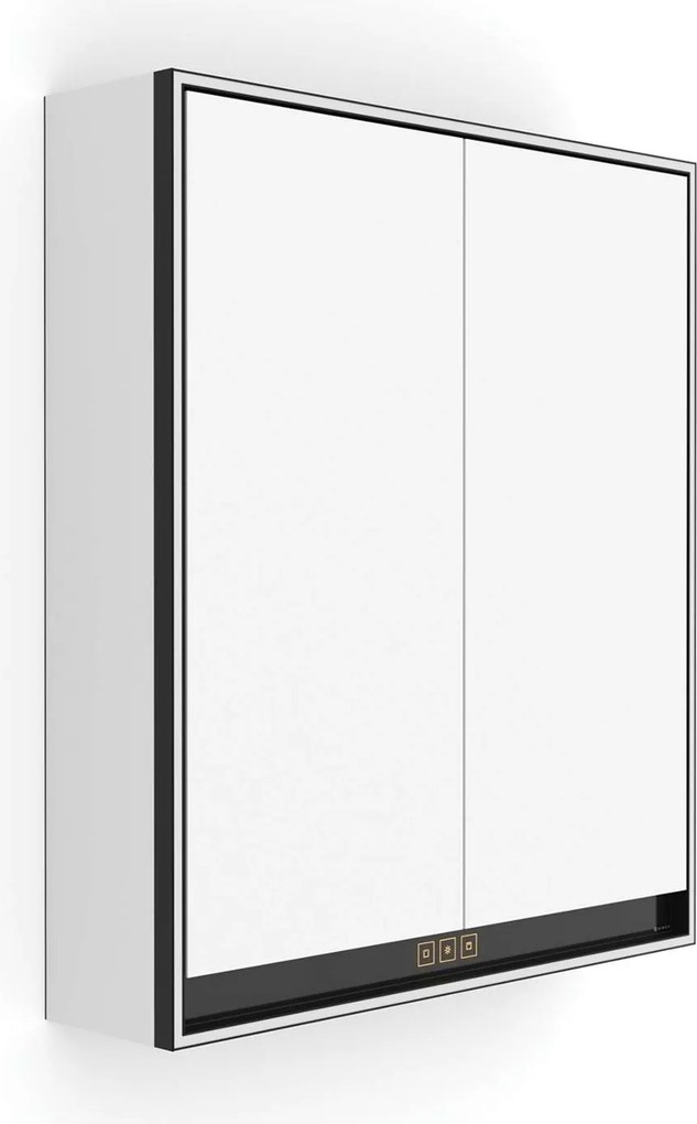 Nimco GA 1 - Zrcadlová skříňka s LED osvětlením, 70x61x15 cm, 2 dvířka, matná černá GAC 10002VX-90