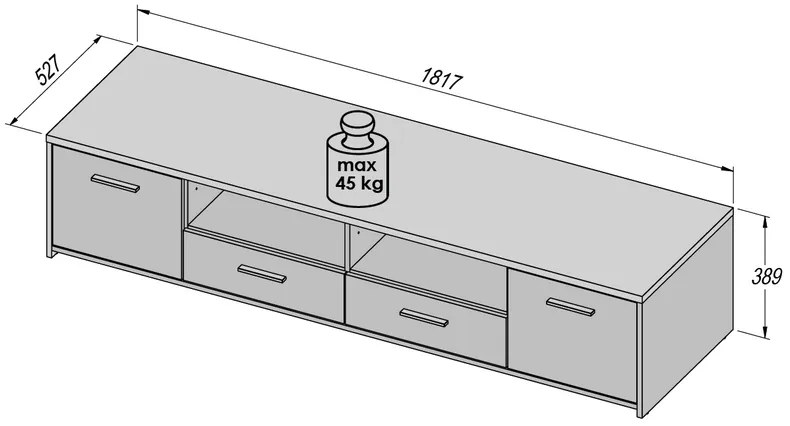 Široká TV skříňka Quadro, dub sonoma/bílá