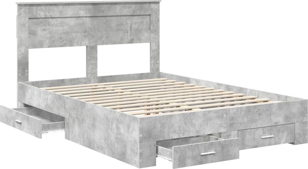 Rám postele s čelo Betonově šedá 140 x 200 cm Kompozitní dřevo 3409990