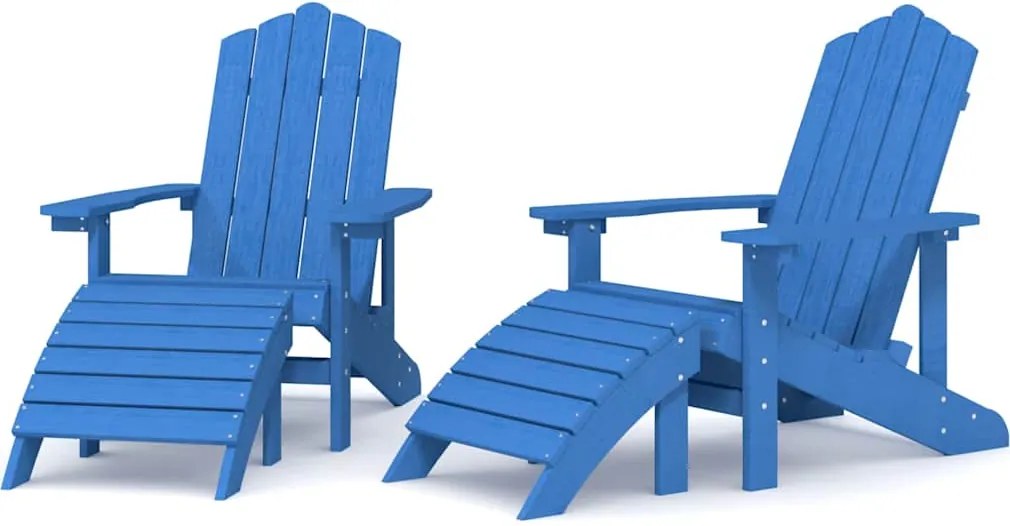 Zahradní křesla Adirondack 2 ks s podnožkami HDPE akvamarínová 3095699