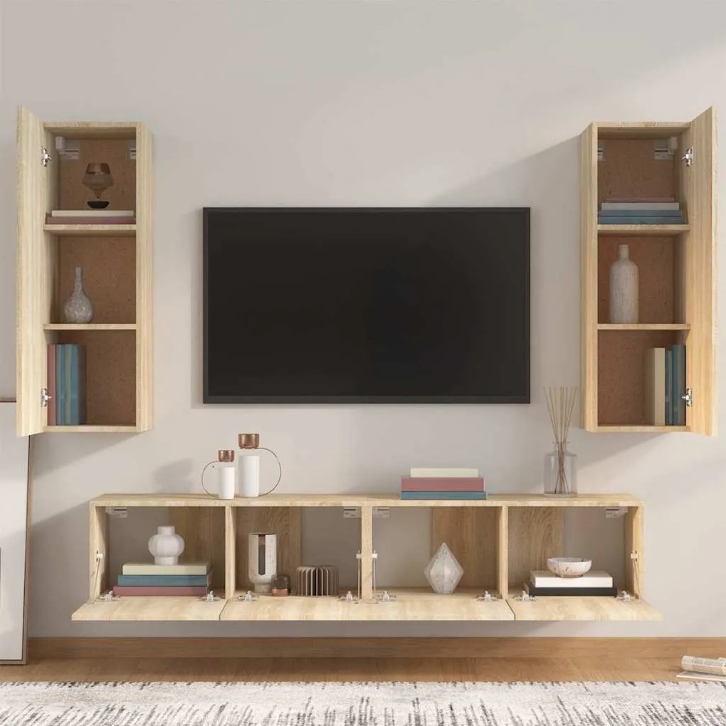 4dílný set TV skříněk dub sonoma kompozitní dřevo 3114200