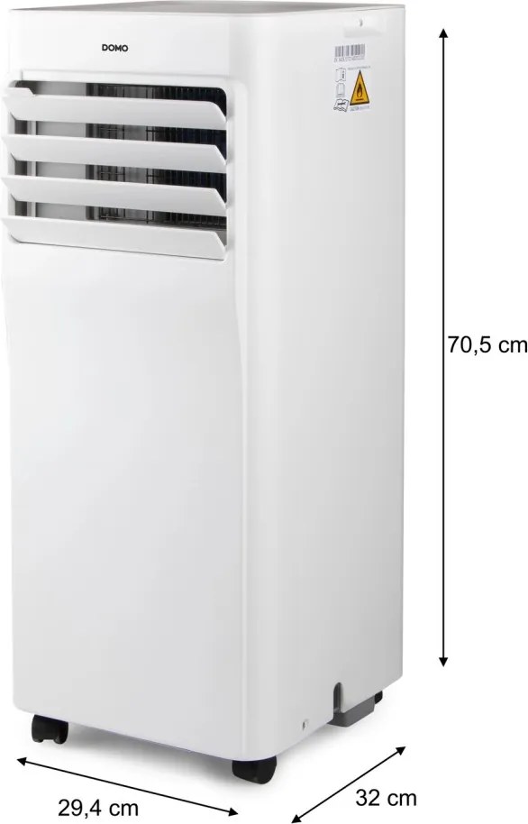 Mobilní klimatizace 4v1 COOLMAX 9000 BTU - DOMO DO10181, 2,6 kW, místnosti do 30 m2, 64 dB, Třída: A, dálkové ovládání, chlazení, ventilace, odvlhčování, čištění vzduchu