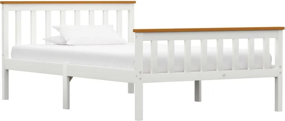 Rám postele Lamar - bílý + hnědý - masivní borové dřevo | 120x200 cm