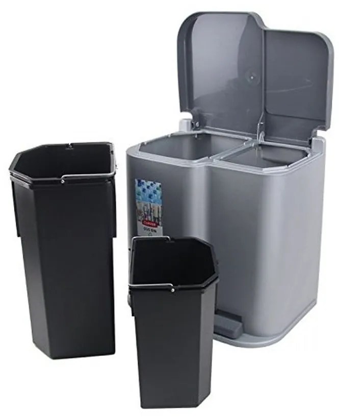 CURVER DUO 15L+6L Odpadkový koš 40 x 30 x 39,8 cm stříbrný 04027-491