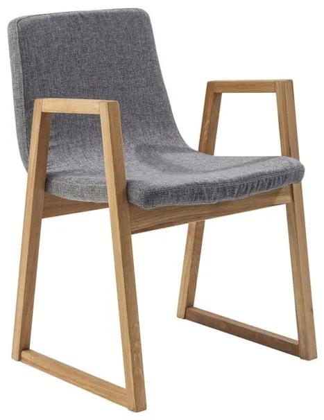 Šedá židle s dubovou konstrukcí Kare Design Trapez