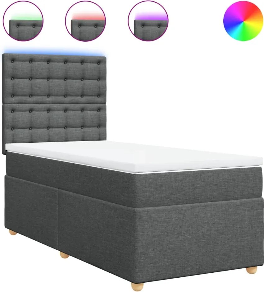 Box spring postel s matrací tmavě šedá 90x190 cm textil 3293450