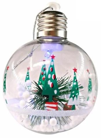 LED ozdoba na vánoční stromeček - závěsná baňka, 9cm, různé varianty Motiv: Stromeček