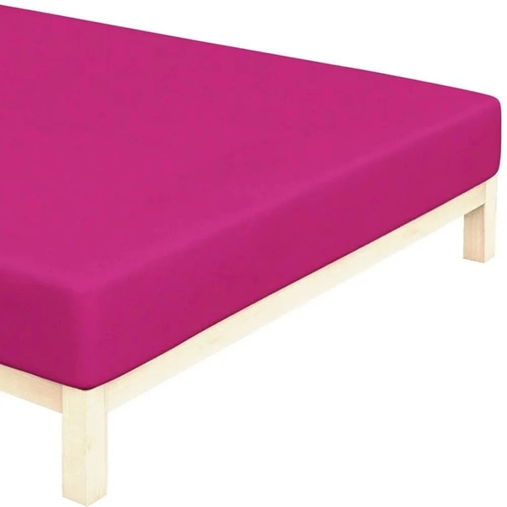 Bavlněné jersey napínací prostěradlo na jednolůžko - 90 x 200 cm - sytě růžové