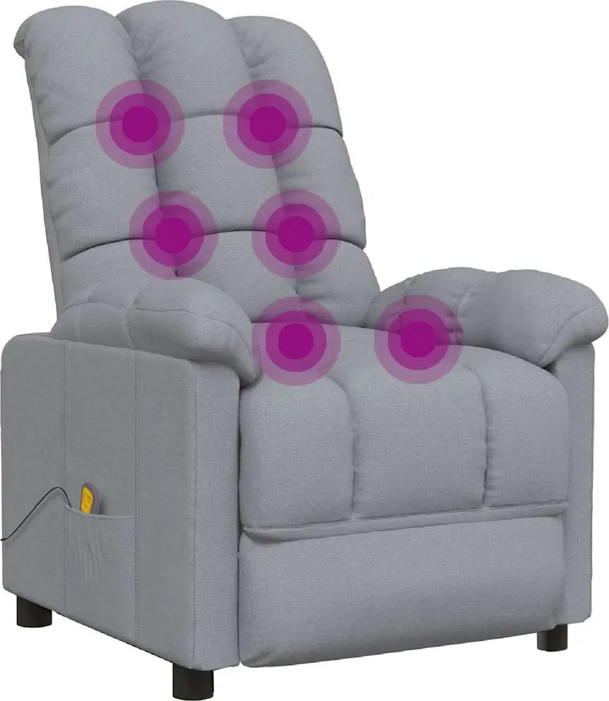 Masážní křeslo světle šedé textil 289806