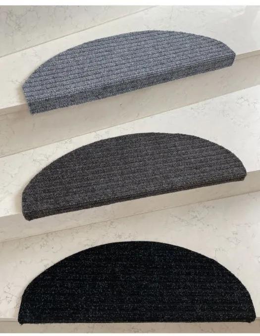 Vopi koberce Nášlapy na schody Rio šedé půlkruh, samolepící - 28x65 půlkruh (rozměr včetně ohybu)