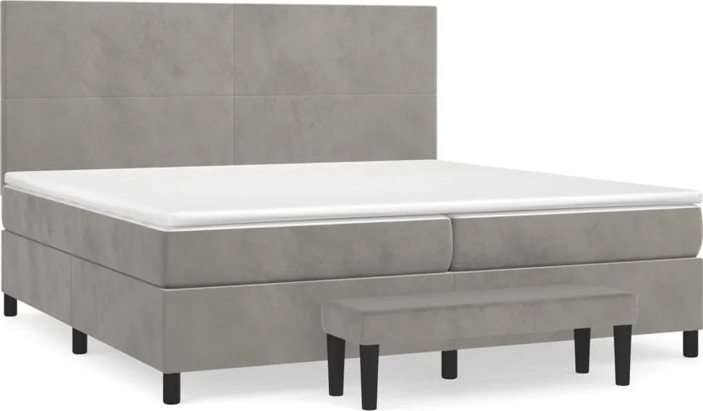 Box spring postel s matrací světle šedá 200x200 cm samet 3137743