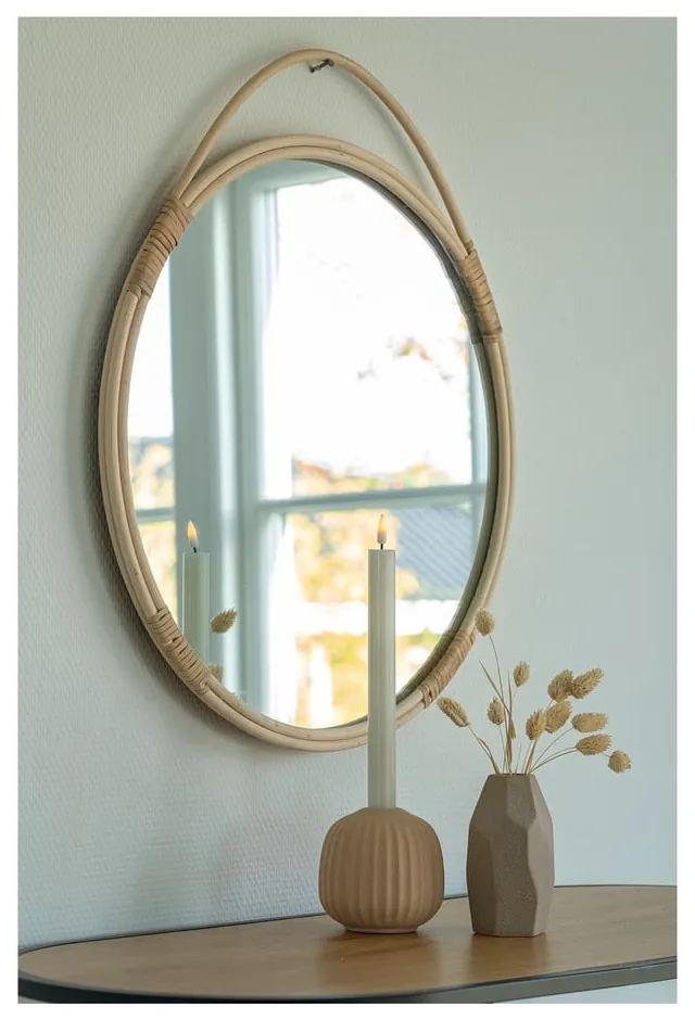 Nástěnné zrcadlo s ratanovým rámem ø 50 cm Malo – House Nordic