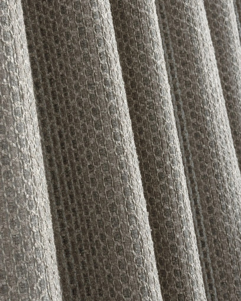 Závěs na řasící pásce wave barva šedá látka pletený vzor