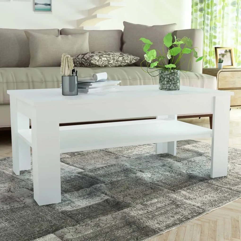 Konferenční Stolek Kompozitní Dřevo 110 X 65 X 48 Cm Bílý