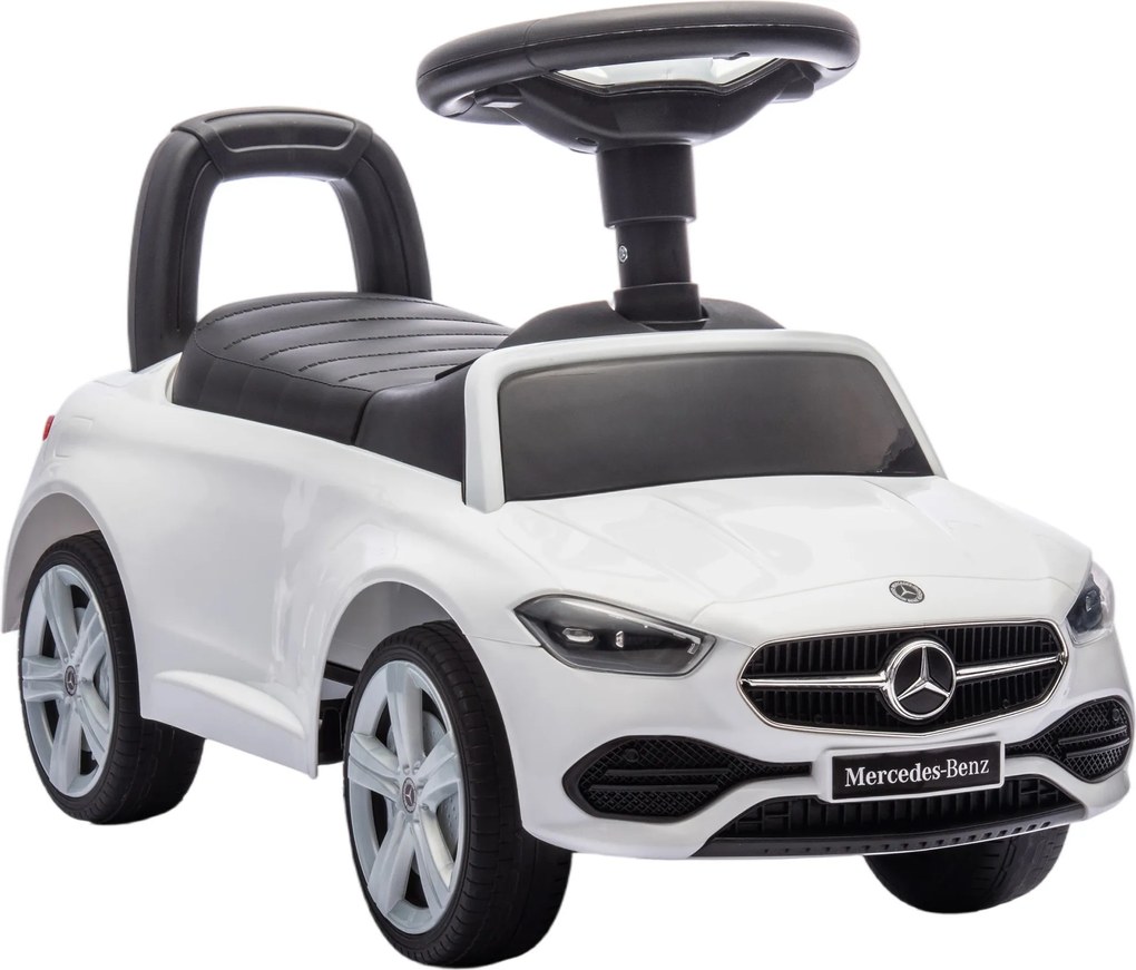 AIYAPLAY Dětské odrážedlo Mercedes-Benz C-Class s klaksonem, zvuky motoru, úložným prostorem, pro děti 18-36 měsíců, bílé