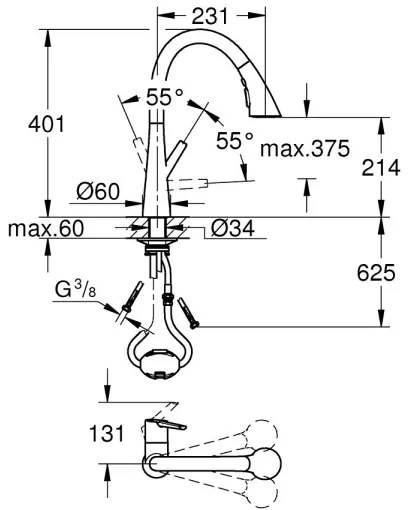 GROHE 32294DC2 - Dřezová baterie ZEDRA nerez