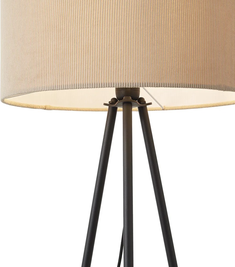 Moderní stojací lampa na trojnožce v barvě taupe se sametovým stínidlem - Luz
