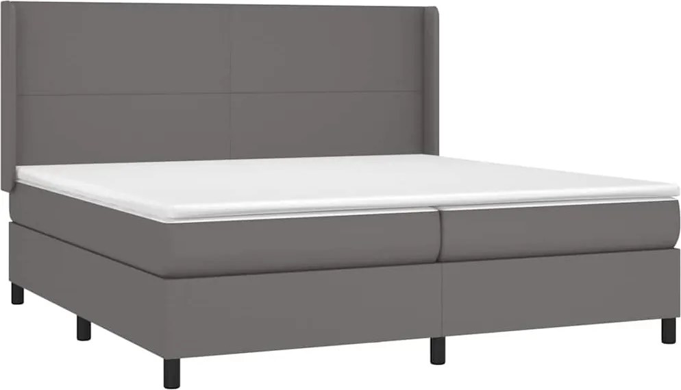 Box spring postel s matrací šedá 200x200 cm umělá kůže 3132403