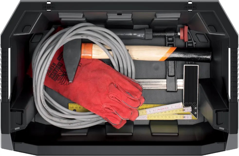 Prosperplast Dílenský úložný box se zkosenou hranou HEAVY DUTY, černý, 40 × 29 × 28 cm, M