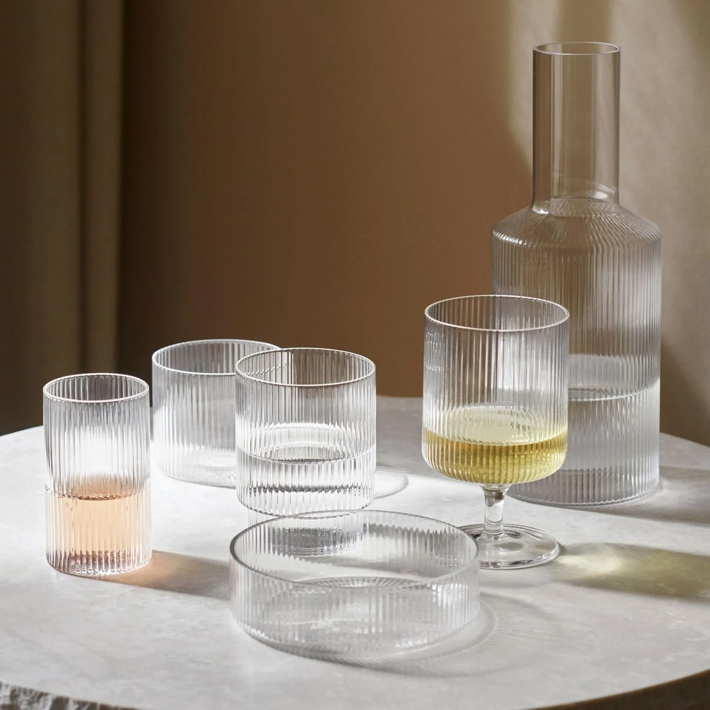 Ferm Living Sklenice na víno Ripple Clear 270 ml – set 2 ks, čirá barva, sklo