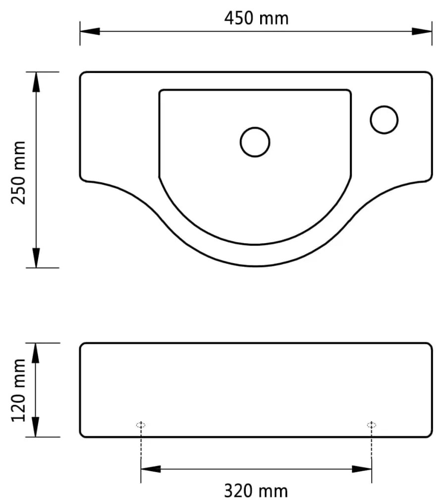 vidaXL Keramické umyvadlo s otvorem na baterii černé
