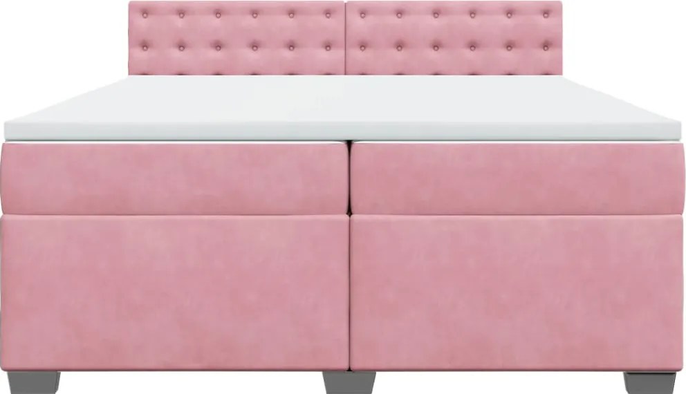 Box spring postel s matrací růžová 200x200 cm samet 3286419