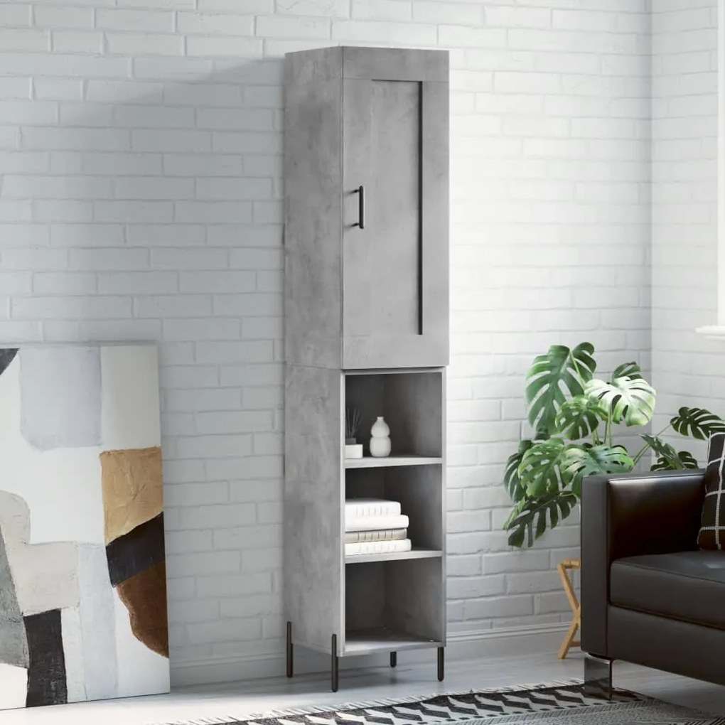 Skříň highboard betonově šedá 34,5x34x180 cm kompozitní dřevo 3200333