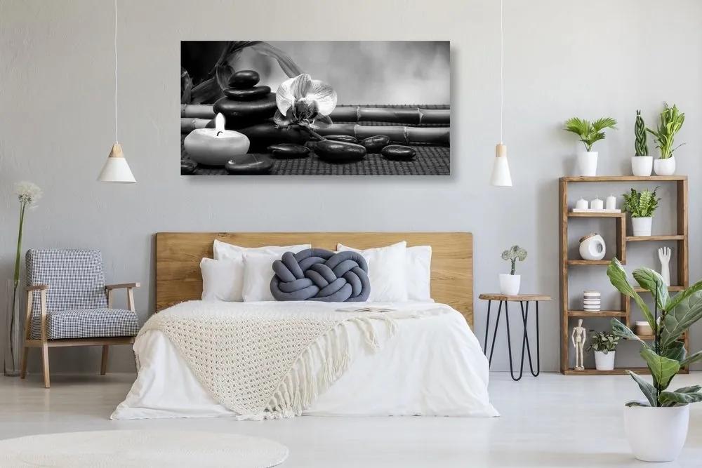 Obraz Feng Shui zátiší v černobílém provedení - 100x50 cm